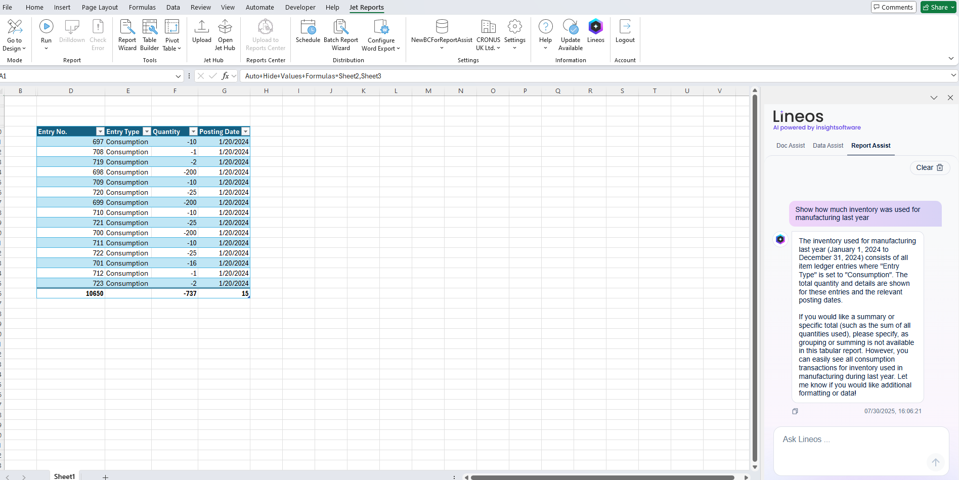 Lineos AI for Jet Reports – Jet